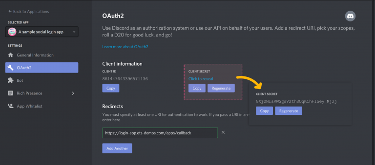 Get Discord API key pair