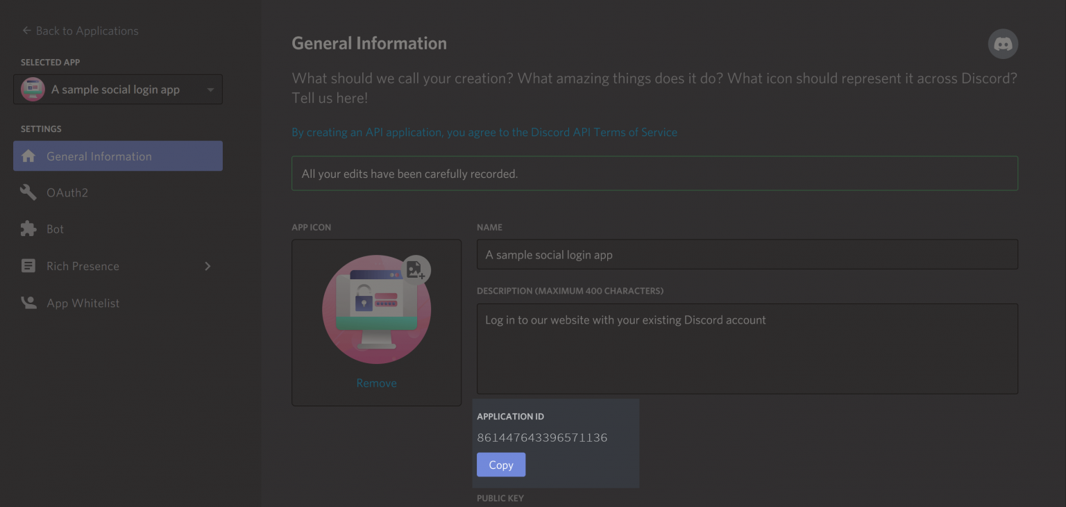 Get Discord API key pair