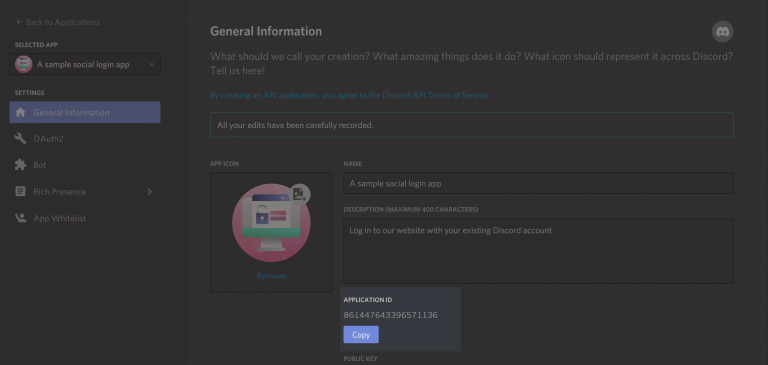 Get Discord API key pair