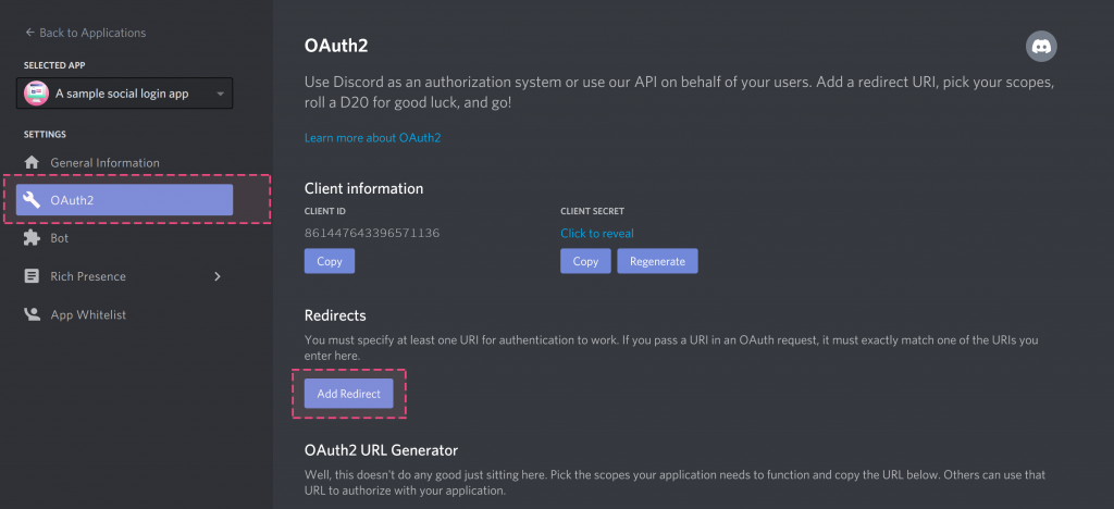 Get Discord API key pair – Vital Apps Documentation