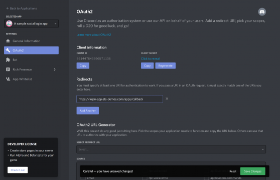 Get Discord API key pair