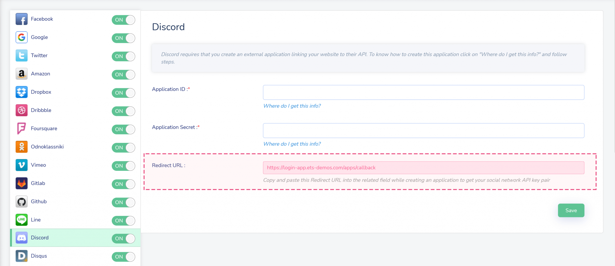 Get Discord API key pair