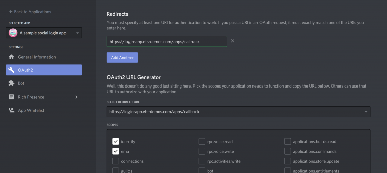 Get Discord API key pair